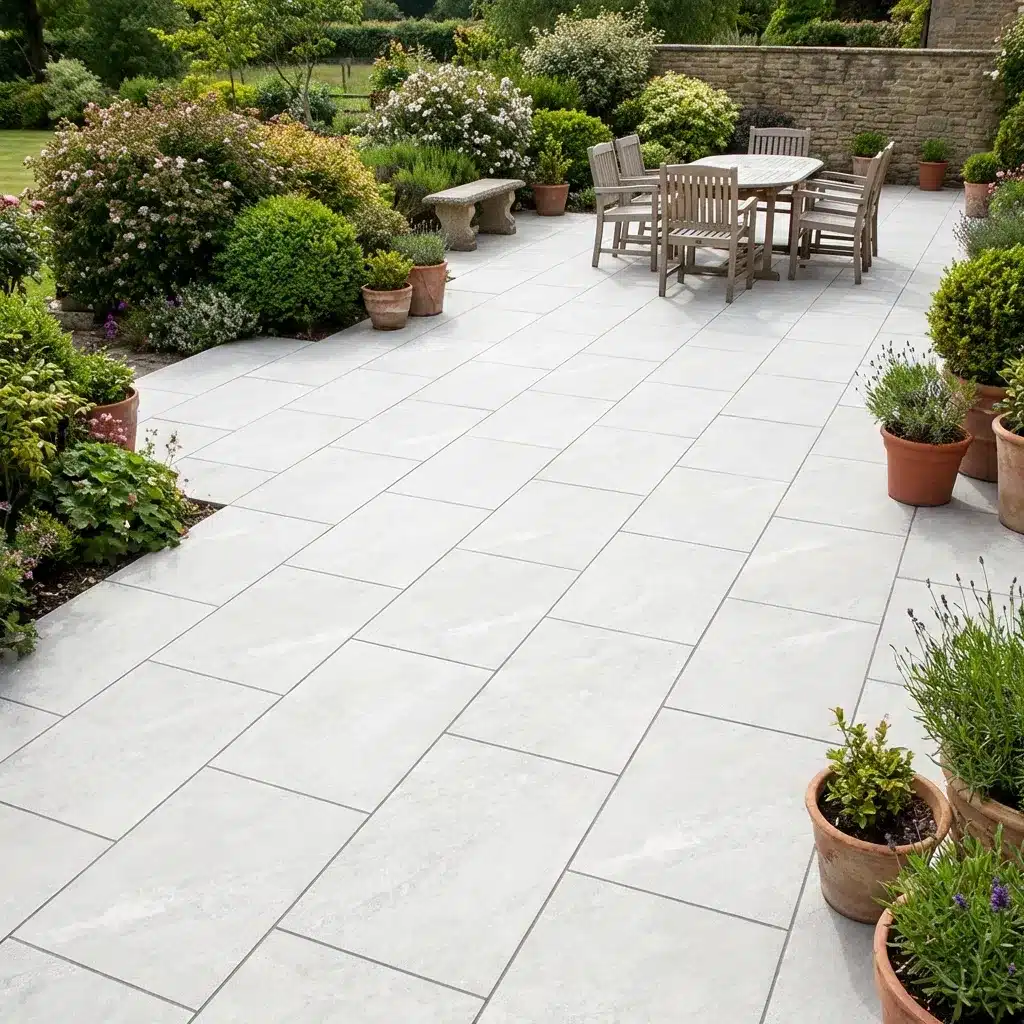 Himalayan White Outdoor Porcelain Paving Tiles 600mm x 900mm x 20mm ...