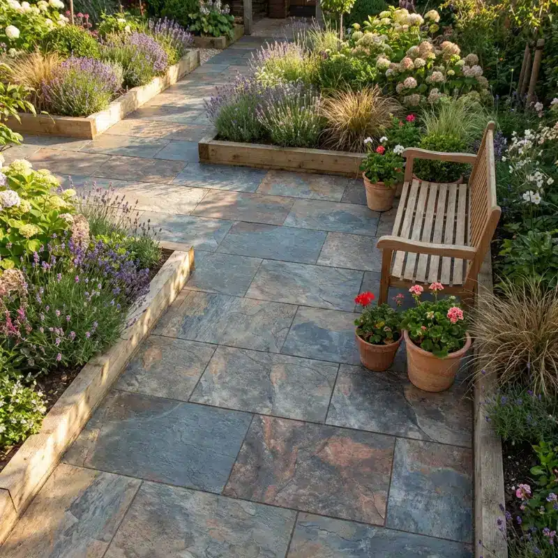 Rustic Copper Slate Porcelain Paving Sample | Natural Paving Store