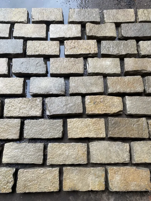 Yellow Limestone Cobble Setts - 100x200x40/60mm